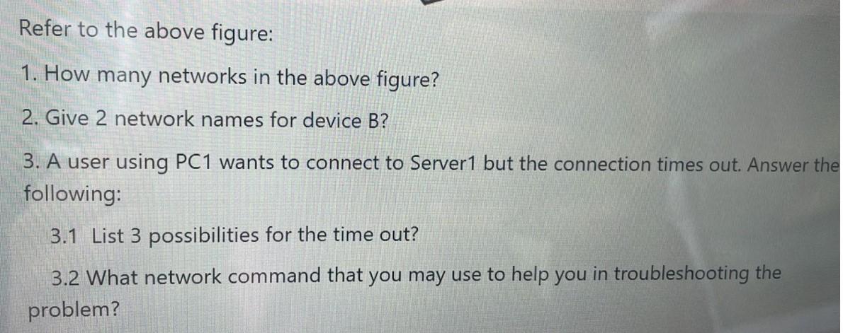 Solved B PC1 Server1 Refer to the above figure: 1. How | Chegg.com