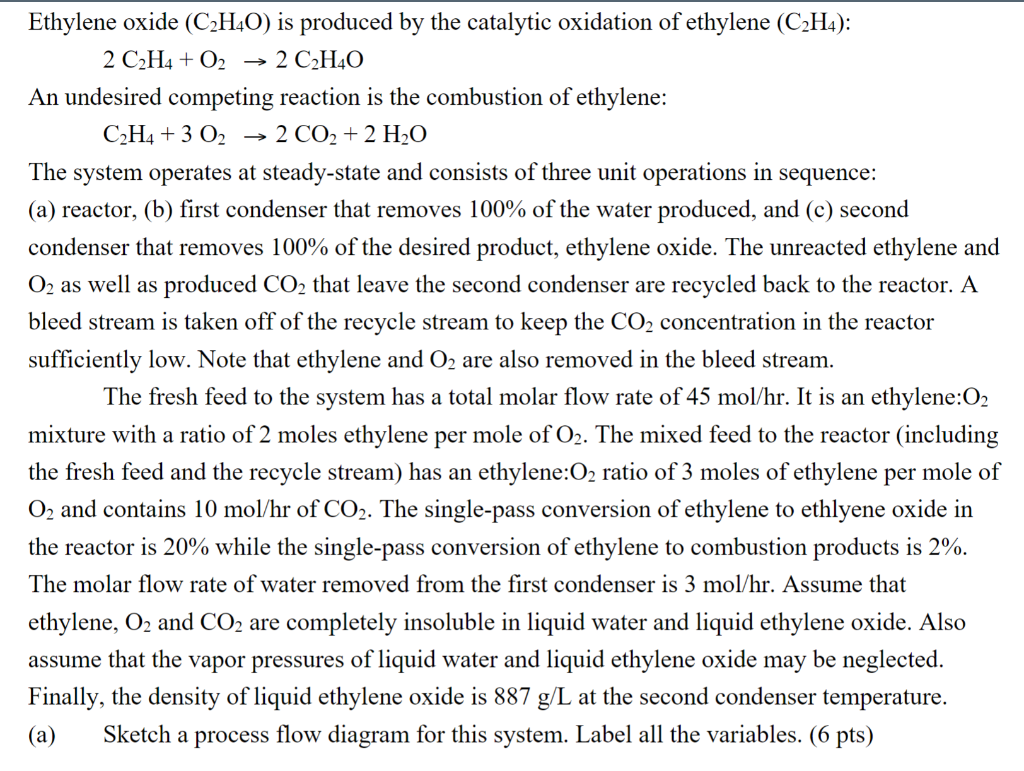 Solved Ethylene oxide (C2H4O) is produced by the catalytic | Chegg.com
