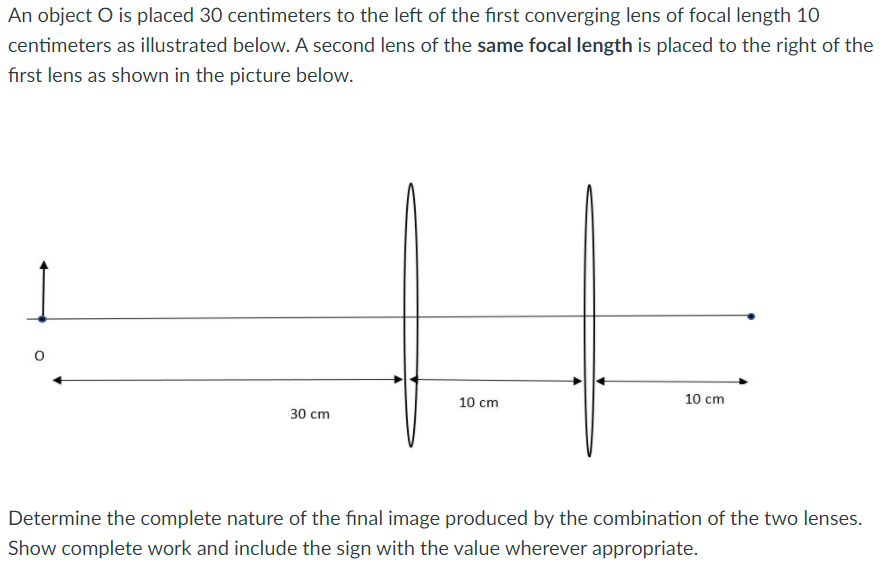 Solved An object O is placed 30 centimeters to the left of | Chegg.com