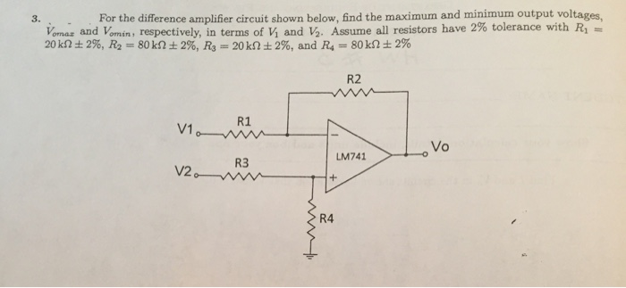 Solved For the difference amplifier circuit shown below, | Chegg.com