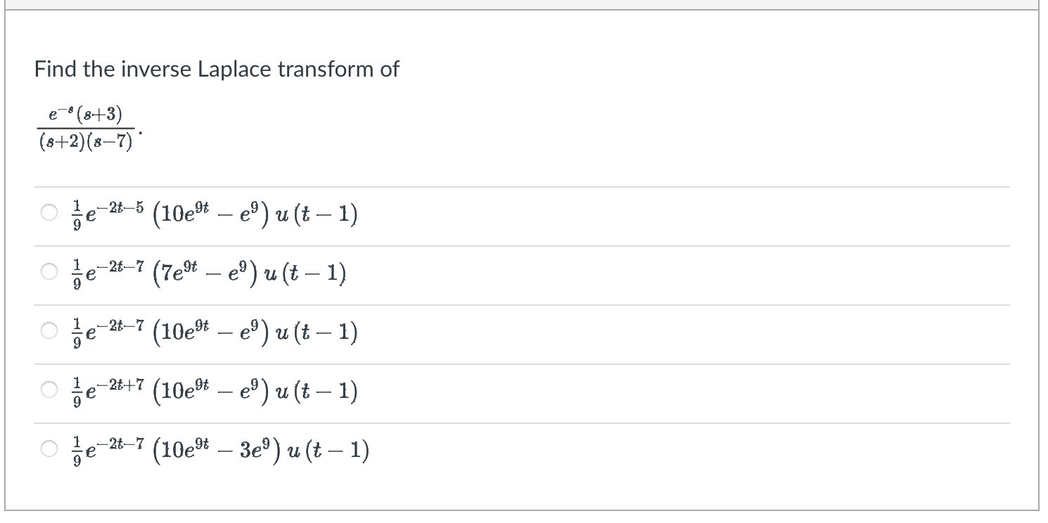 Solved Find the inverse Laplace transform of | Chegg.com