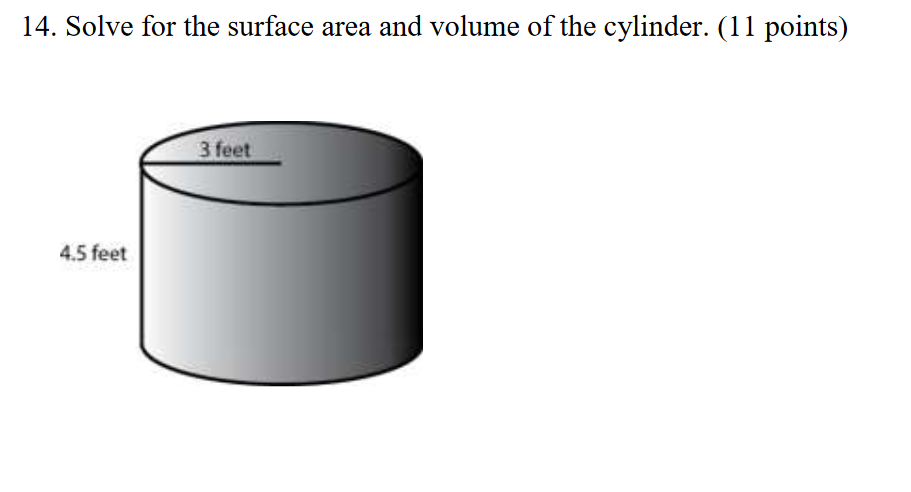 Solved 14. Solve for the surface area and volume of the | Chegg.com