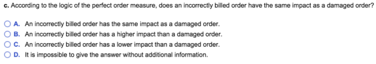 Solved Consider the perfect order calculation for Bartley | Chegg.com