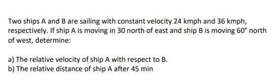 Solved Two ships A and B are sailing with constant velocity | Chegg.com