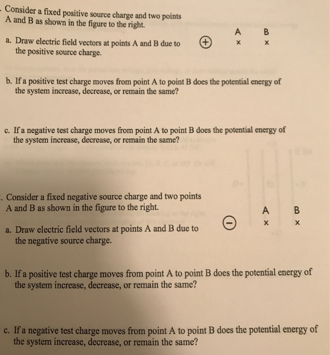 Solved Consider a fixed positive source charge and two | Chegg.com
