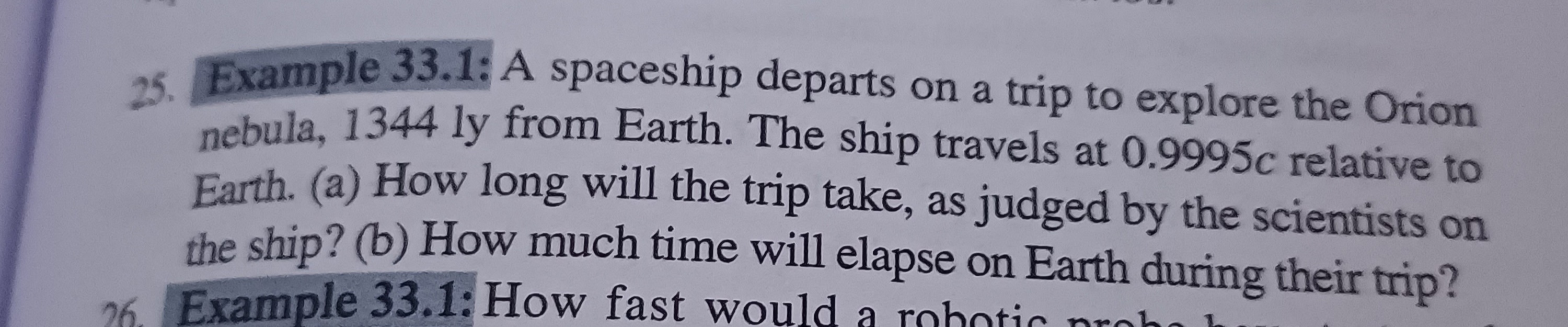 Solved 25. Example 33.1: A spaceship departs on a trip to | Chegg.com