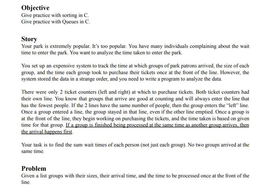 Objective Give practice with sorting in C. Give | Chegg.com