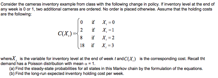 Solved Consider the cameras inventory example from class | Chegg.com