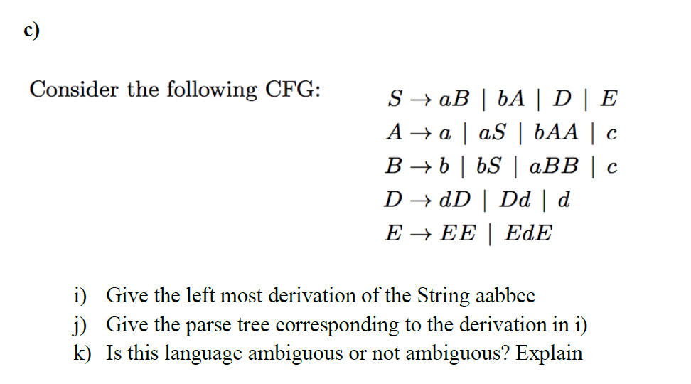 Solved Consider the following CFG: | Chegg.com
