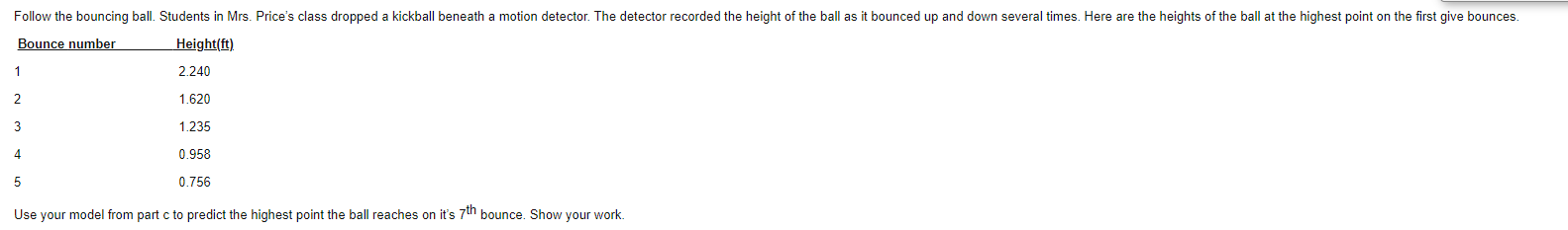 Solved Follow the bouncing ball. Students in Mrs. Price's | Chegg.com