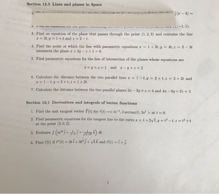 Solved Find An Equation Of The Plane That Passes Through The