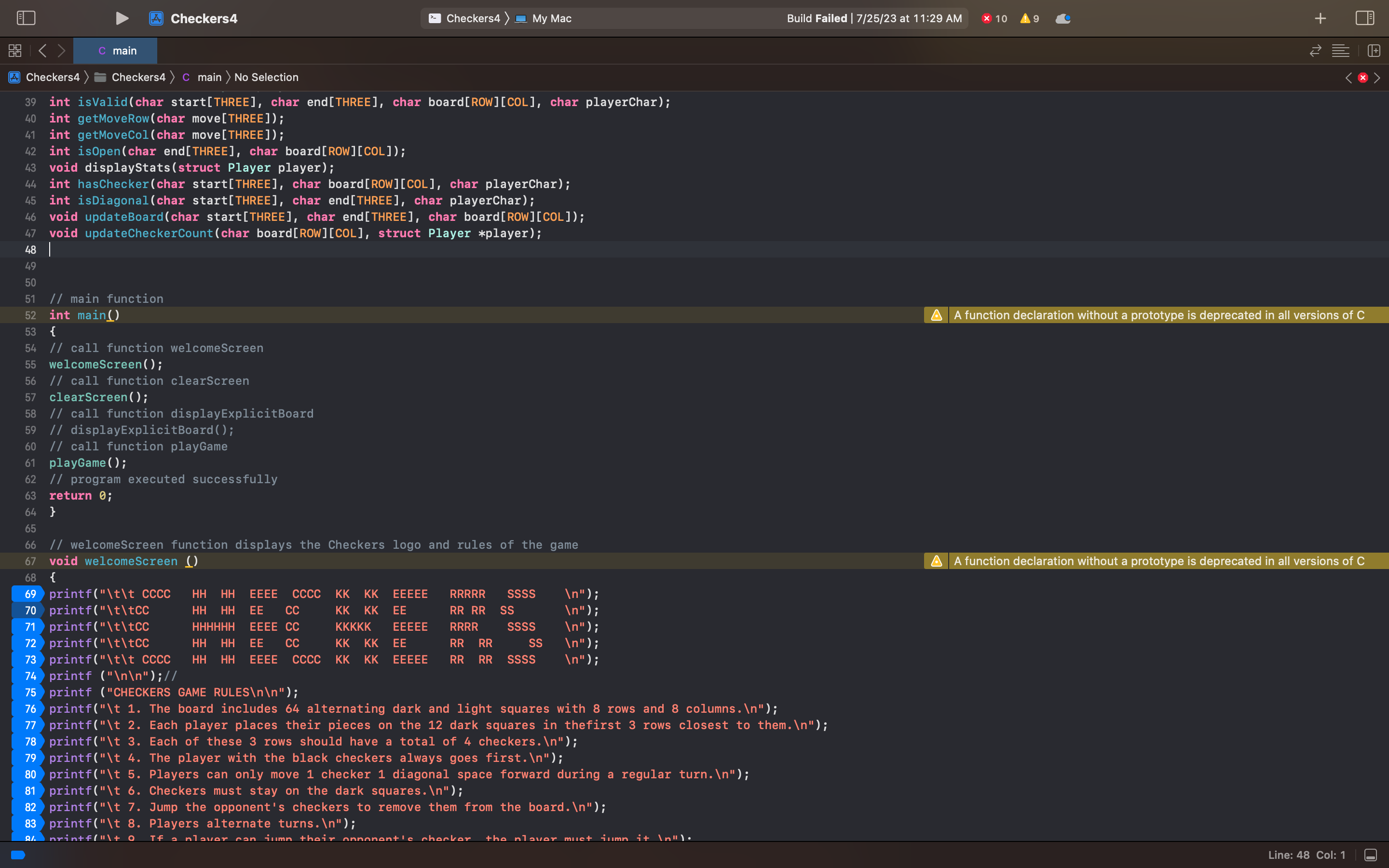 Solved Checkers 4 Checkers 4> My Mac Build Failed | 7/25/23 | Chegg.com