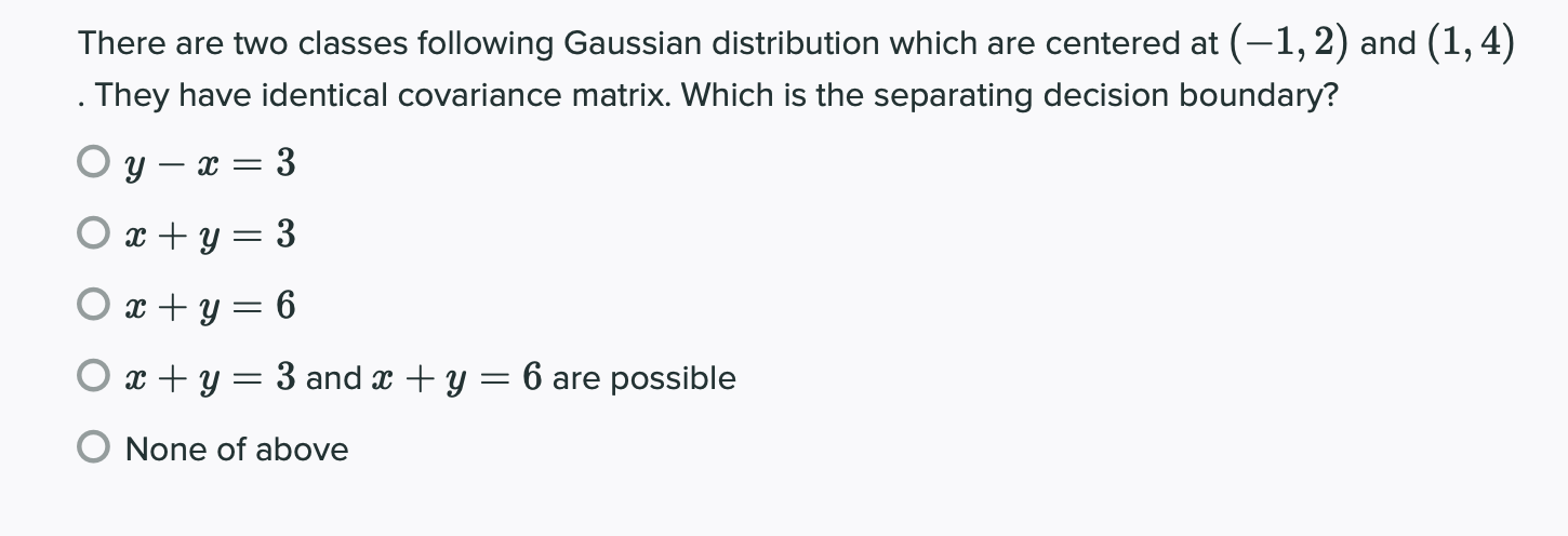 Solved There are two classes following Gaussian distribution | Chegg.com