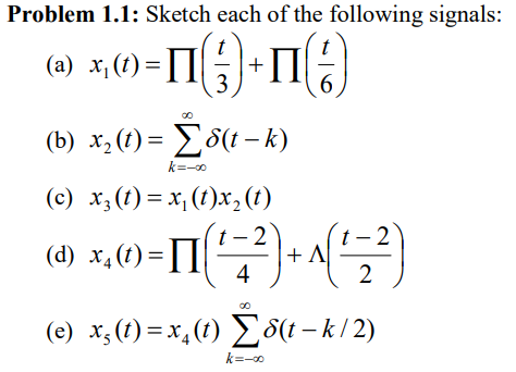 Solved Problem 1.1: Sketch each of the following | Chegg.com