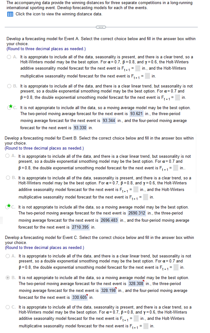 Ignoring the old answer, use the data table sheet | Chegg.com
