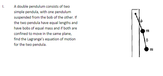 Solved A double pendulum consists of two simple pendula, | Chegg.com