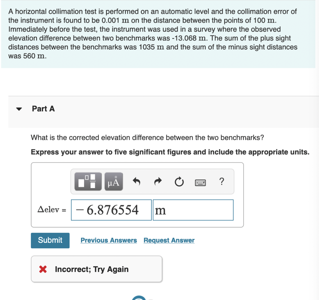 Solved A horizontal collimation test is performed on an | Chegg.com