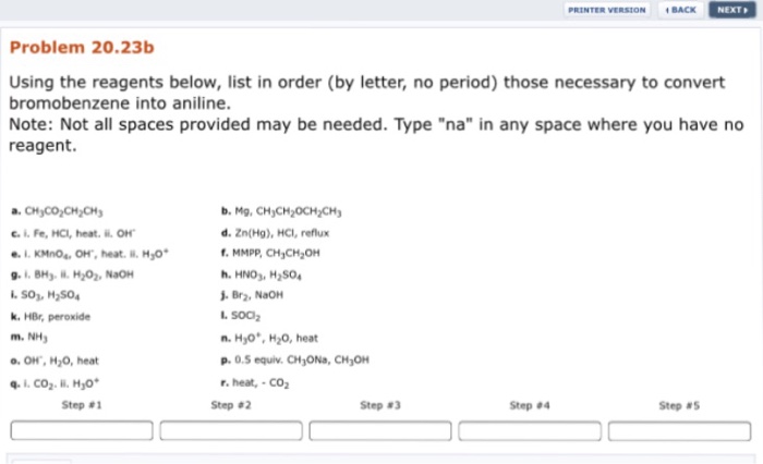 Solved Using the reagents below, list in order (by letter, | Chegg.com
