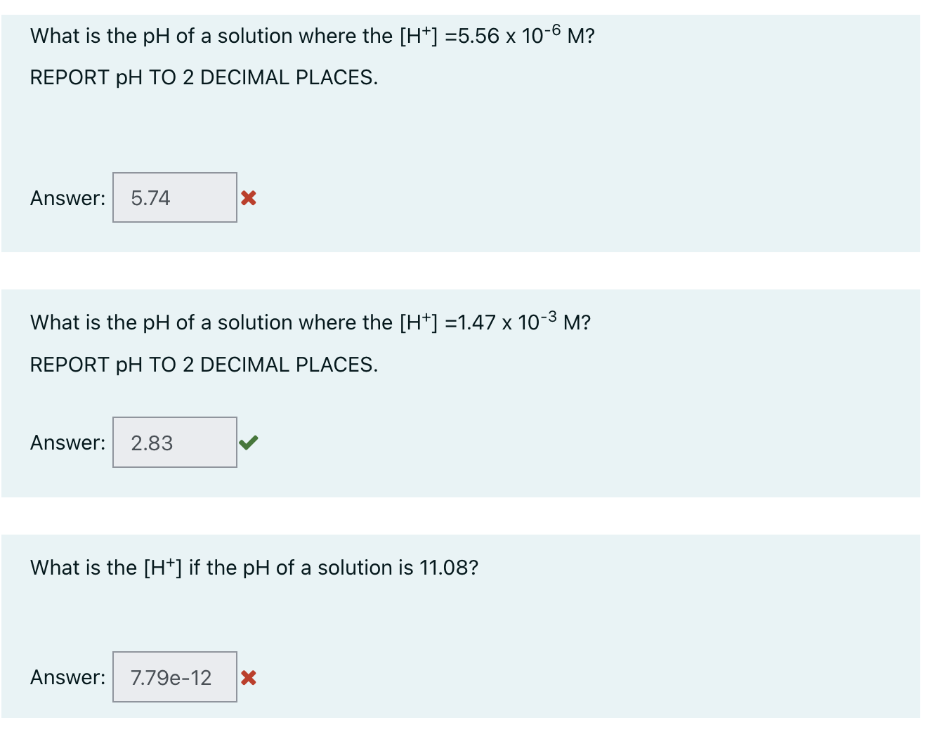 Solved What is the pH of a solution where the | Chegg.com