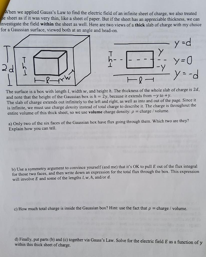 Solved When we applied Gauss's Law to find the electric | Chegg.com