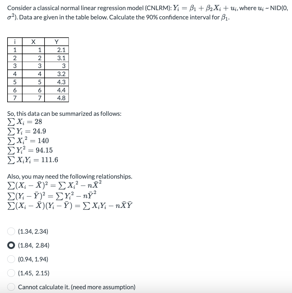 Solved Consider A Classical Normal Linear Regression Model Chegg