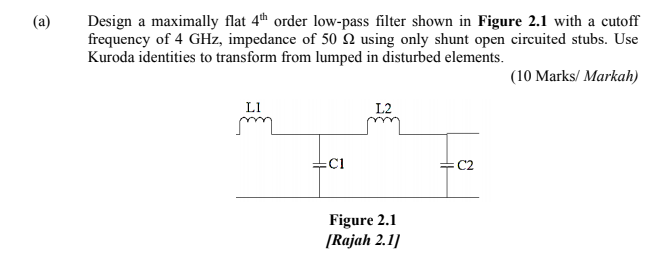 Solved (a) Design a maximally flat 4th order low-pass filter | Chegg.com Solved (a) Design a maximally flat 4th order low-pass filter | Chegg.com