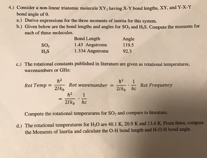 Solved Consider A Non Linear Triatomic Molecule Xy 2 Having