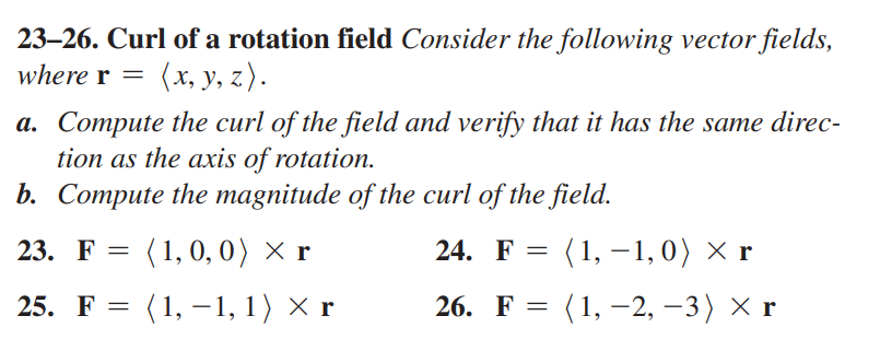 Solved 23-26. Curl of a rotation field Consider the | Chegg.com