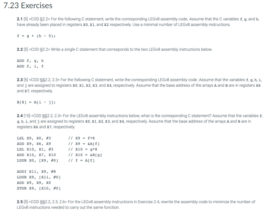 Solved 7.23 Exercises 2.1 [5] For the following statement, | Chegg.com