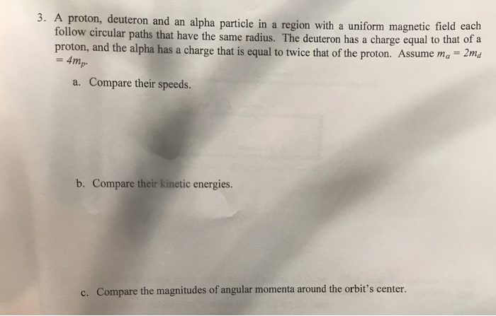 Solved 3. A proton, deuteron and an alpha particle in a | Chegg.com