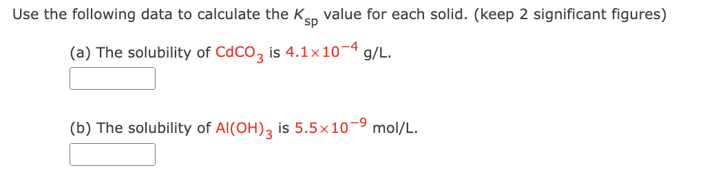 Solved Use the following data to calculate the Ksp value for | Chegg.com