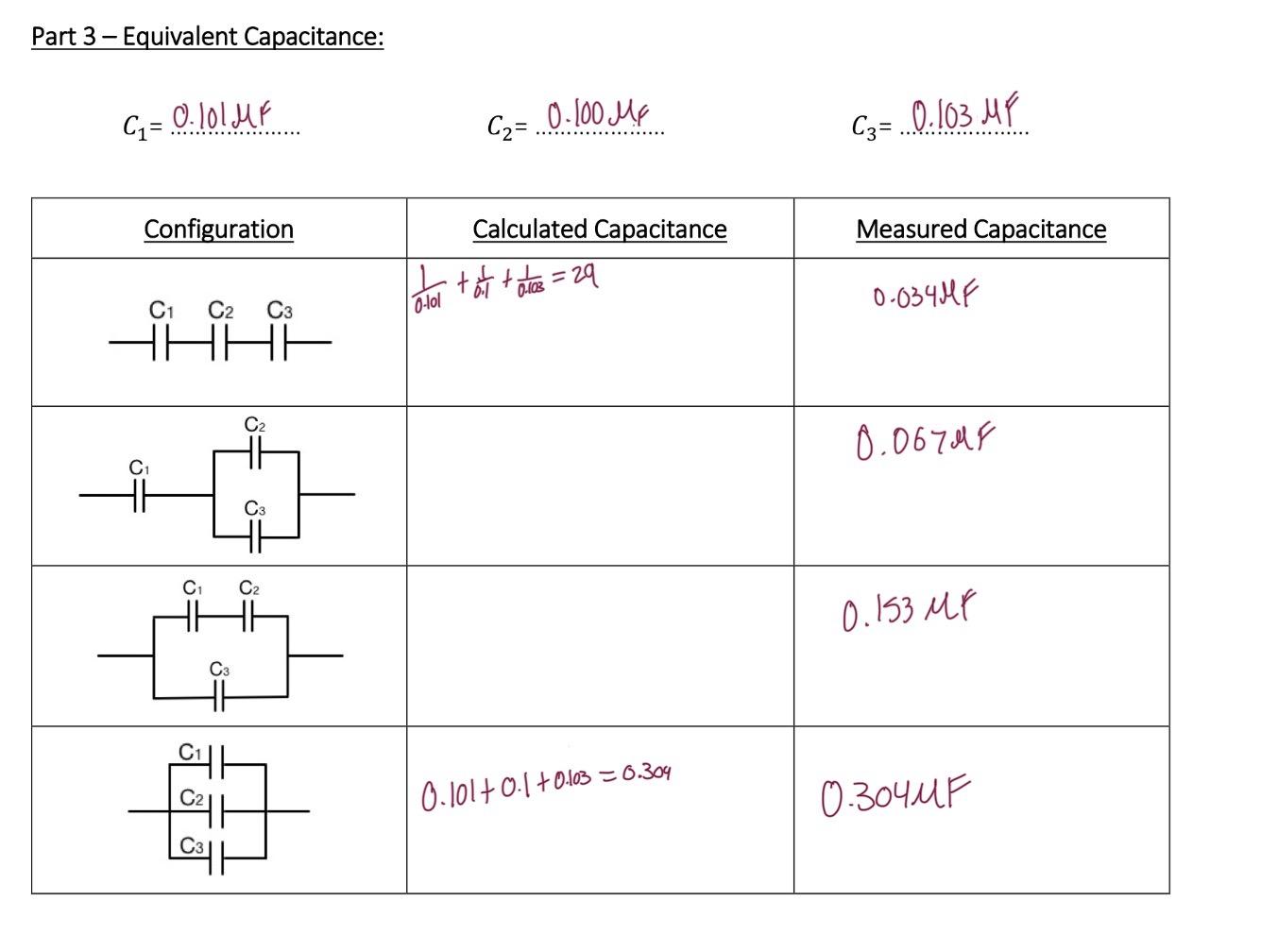 Solved Part 3-Equivalent Capacitance: | Chegg.com