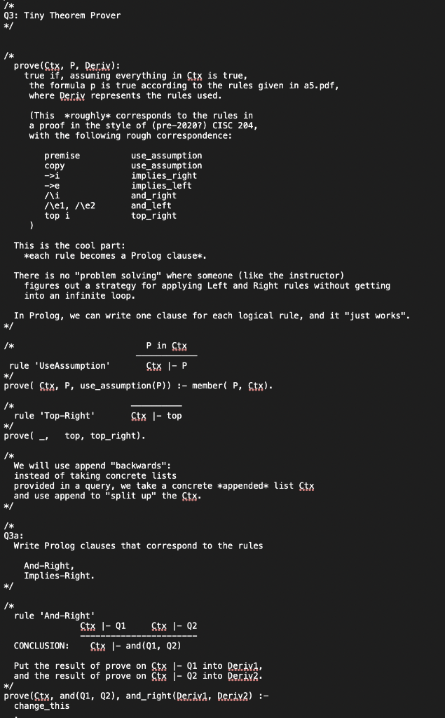 Solved 3 Q3: Tiny Theorem Prover You will finish | Chegg.com