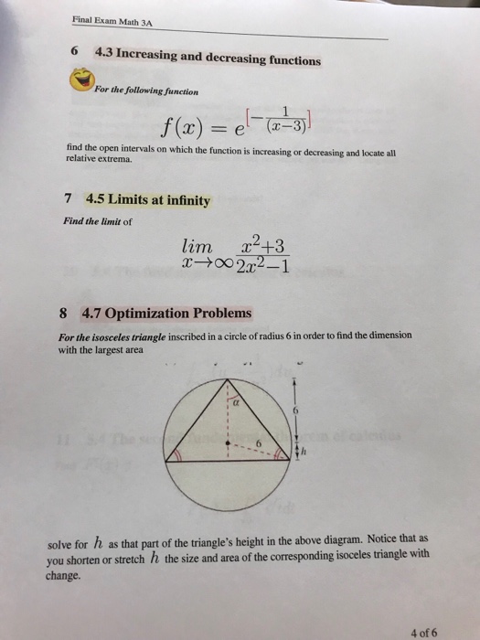 Solved Increasing and decreasing functions For the | Chegg.com