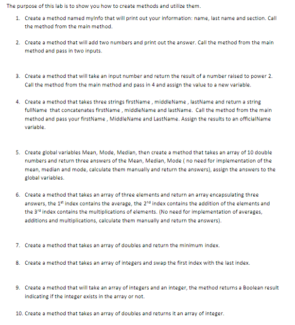 Solved 3. Create a method that will take an input number and | Chegg.com