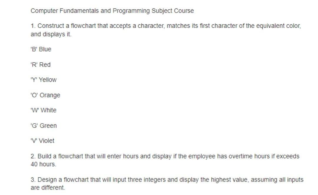 Solved Computer Fundamentals and Programming Subject Course | Chegg.com