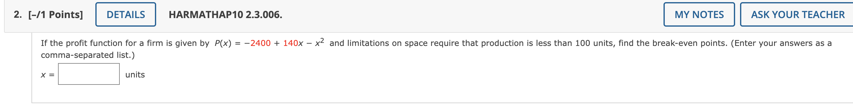 Solved comma-separated list.) x= units | Chegg.com