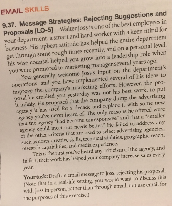 Solved EMAIL SKILLS and Message Strategies: Suggestions in | Chegg.com