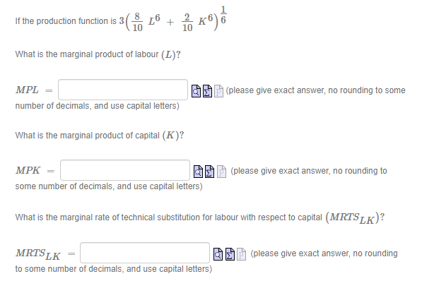 Solved If the production function is 3 3(1 26 + ž ko) L6 10 | Chegg.com