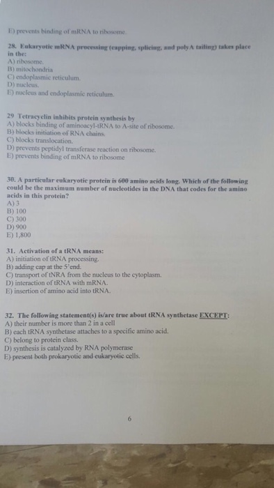 Solved Eukaryotic mRNA processing (capping, splicing, and | Chegg.com