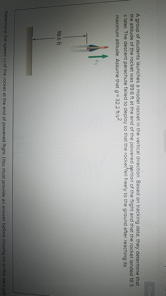 Solved A group of students launches a model rocket in the | Chegg.com