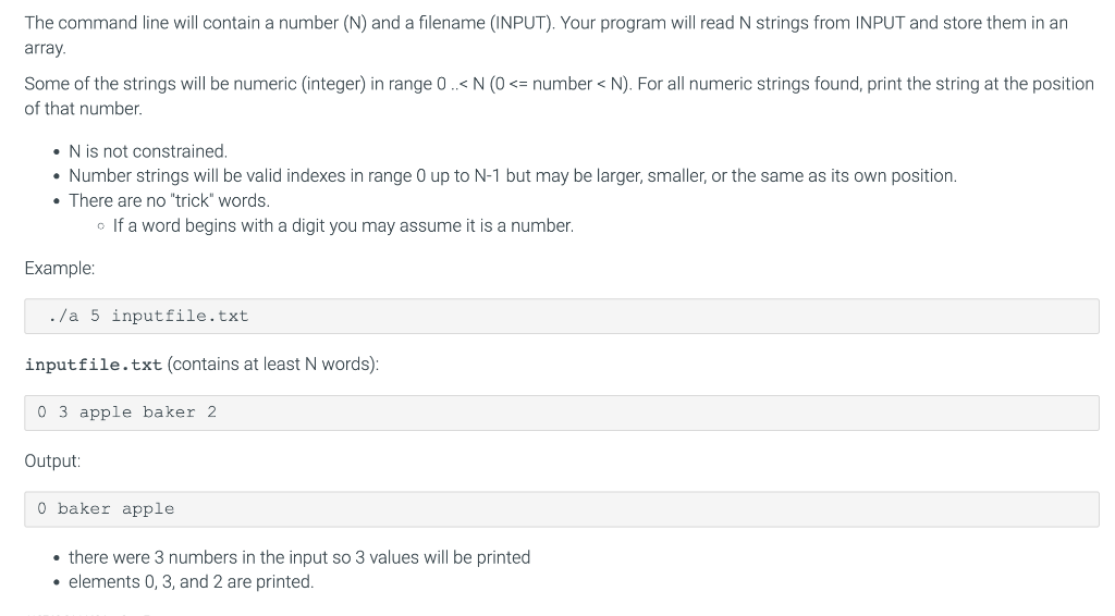 Solved The command line will contain a number ( N) and a | Chegg.com