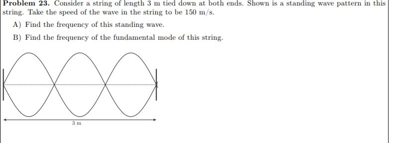 Solved Problem 23. Consider a string of length 3 m tied down | Chegg.com