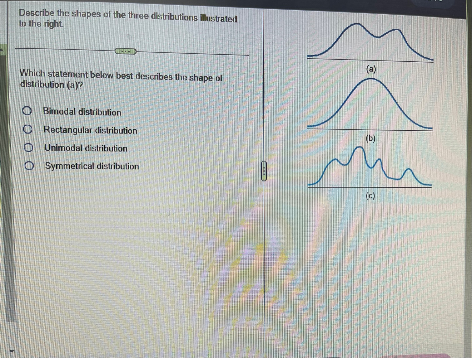 Solved Describe The Shapes Of The Three Distributions