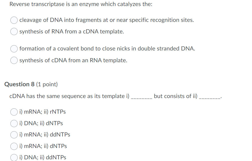 Solved Reverse transcriptase is an enzyme which catalyzes | Chegg.com