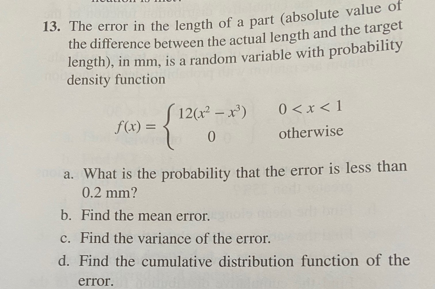 Solved 13. The error in the length of a part (absolute value | Chegg.com