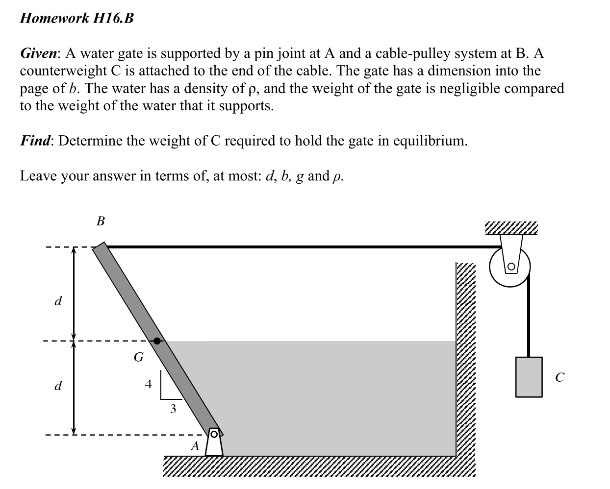 Solved: Homework H16.B Given: A Water Gate Is Supported By... | Chegg.com Solved: Homework H16.B Given: A Water Gate Is Supported By... | Chegg.com