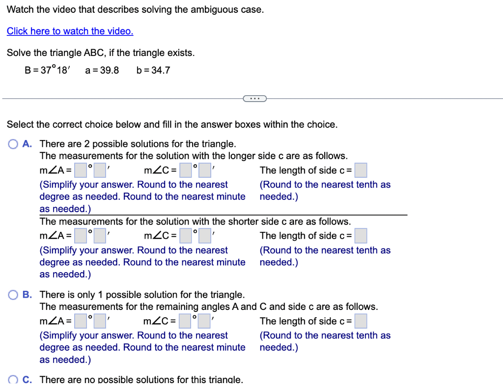 Solved Watch the video that describes solving the ambiguous | Chegg.com