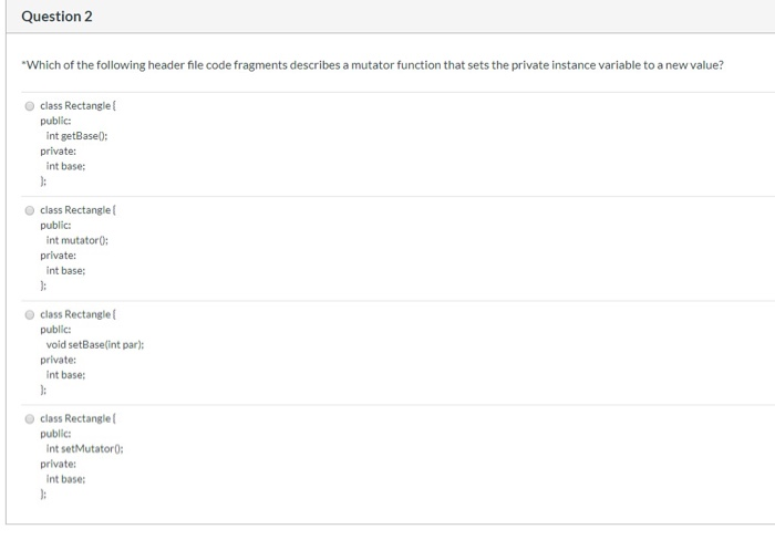 Solved Question 1 In a class header file, the special | Chegg.com