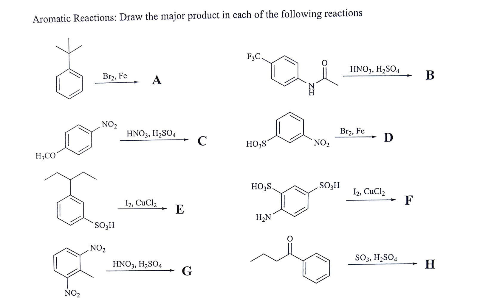 Solved Aromatic Reactions: Draw the major product in each of | Chegg.com